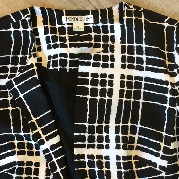 Pendleton | Jackets & Coats | Pendleton Black White Silk Blazer Sz 8 ...